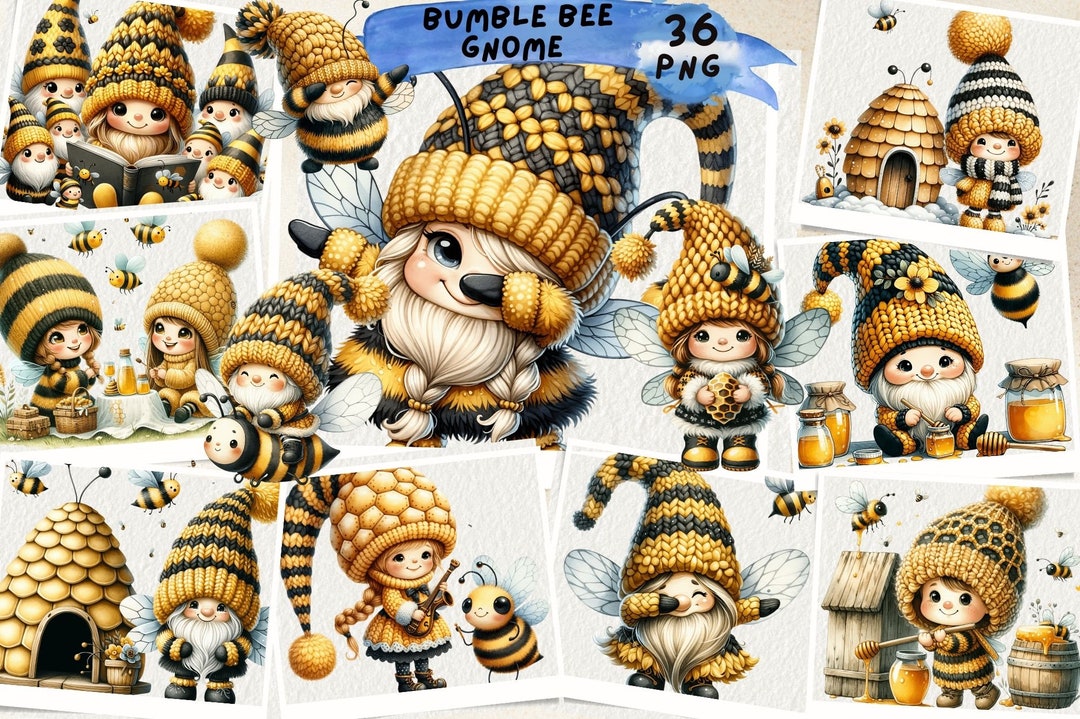 Bumble Bee Gnomes, Bee Gnome Clipart, Gnome Clipart, Sublimation ...
