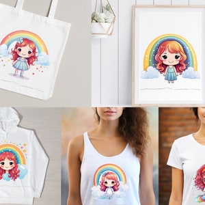 Cute Rainbow Girl Watercolor Clip Art, Rainbows Clipart, Cute Nursery ...