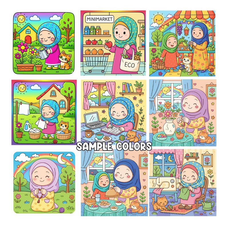 Cozy Muslim Girl Coloring Book for Kids – Modest Outfits, Hijab Fashion ...