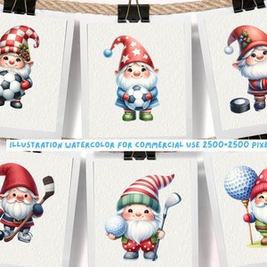 Sports Gnomes Clipart, Game Day, Sports Sublimate, Baseball, Basketball ...