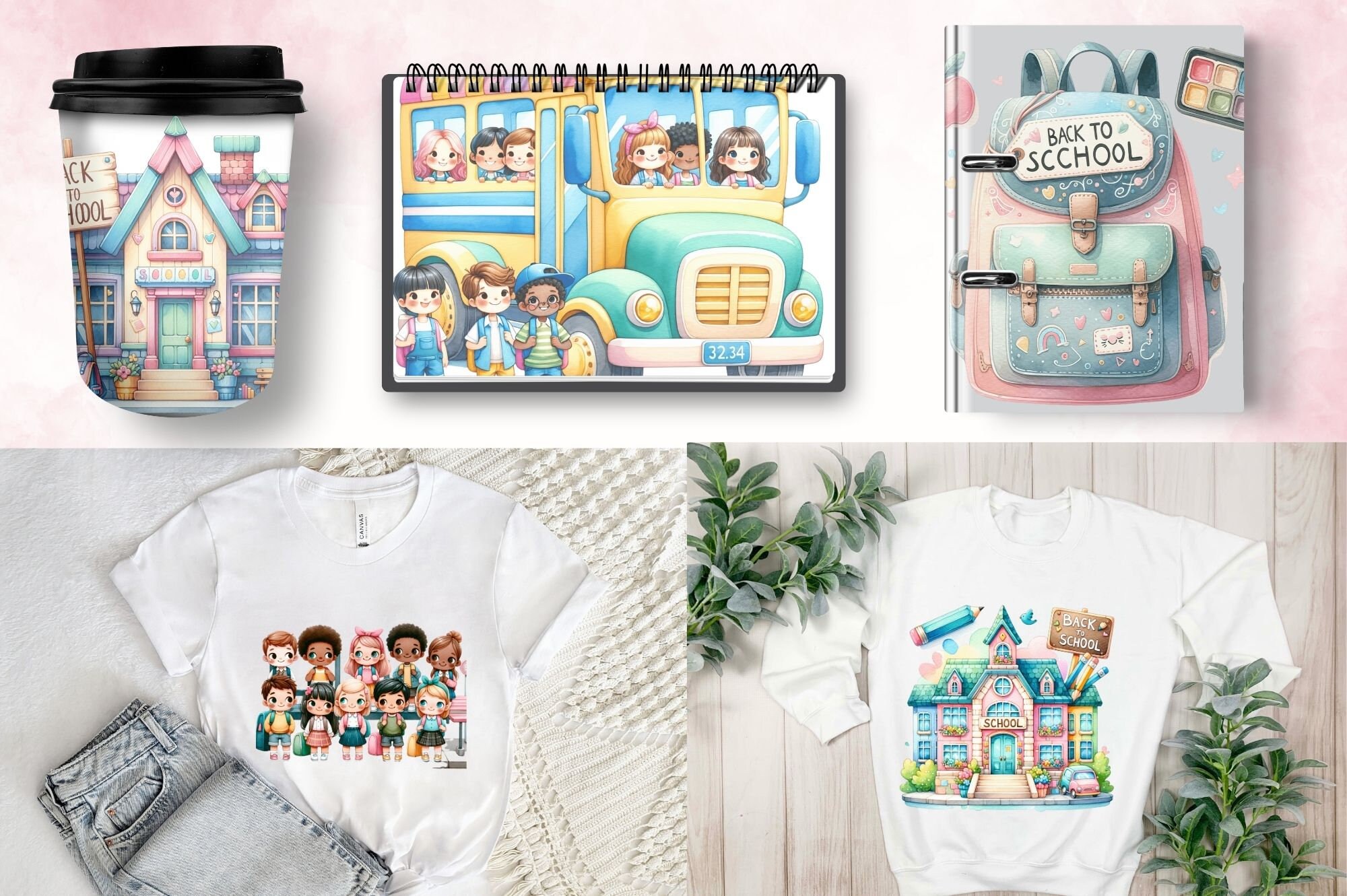 Watercolor Back to School Clipart: Teacher & Classroom PNG - Etsy