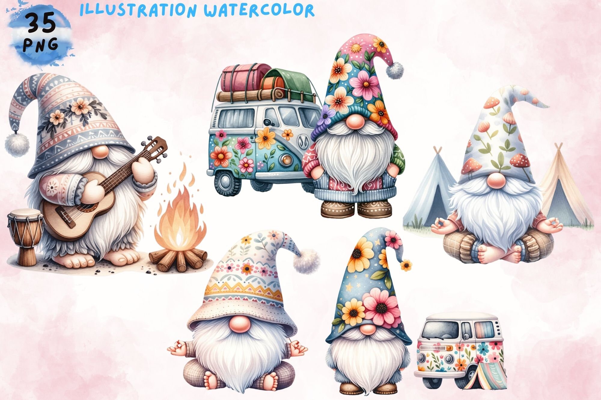 Hippie Gnomes Clipart, Gnome Tie Dye Clipart, Gnome Graphics, Tie Dye ...