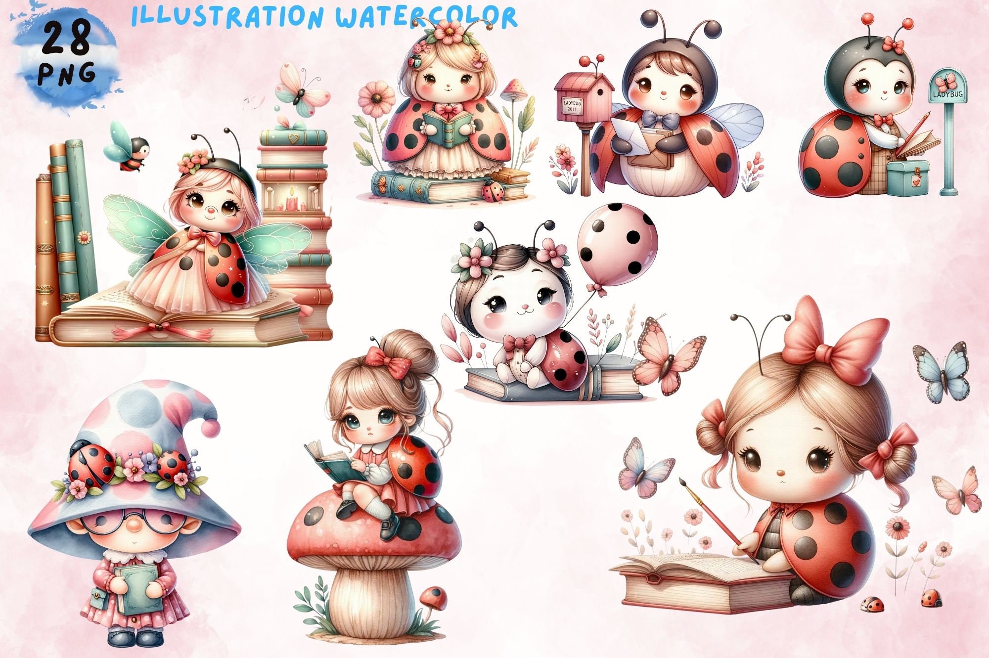 Ladybug Book Clipart, Cute Ladybug, Bug Clipart, Love Bug Love Book ...