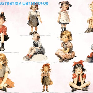 Watercolor Polka Dot Girls Clipart, Baby Girls Clipart, Commercial Use ...