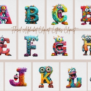 Crazy Mad Monster Alphabet, Monster Alphabet Clipart, Cute Monsters ...