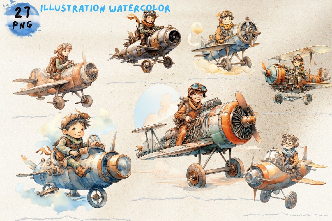 Cute Airplanes Png Cute Planes Clipart Pilot Clipart Pilot - Etsy