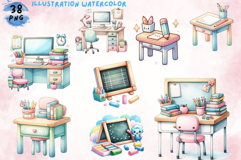 Clipart de regreso a clases, Clipart de útiles escolares, Clipart de ...