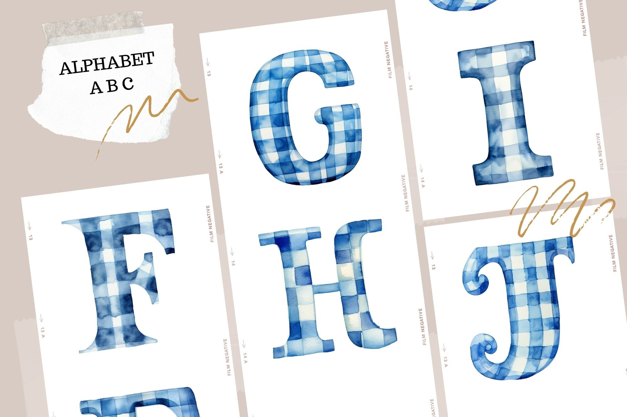 Blue Buffalo Plaid Alphabet: Watercolor Letters (digital Download) - Etsy