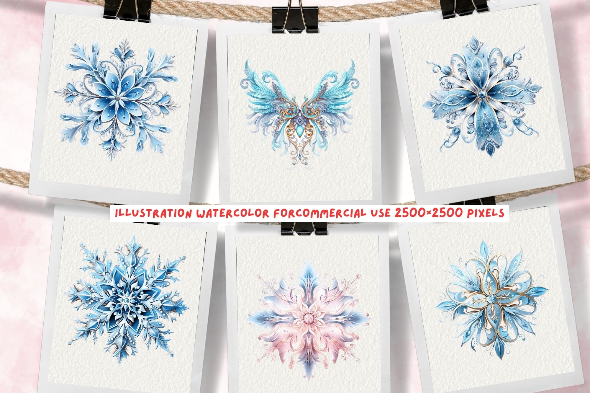 Snowflake Clipart Watercolor Clipart Winter Snowflake - Etsy