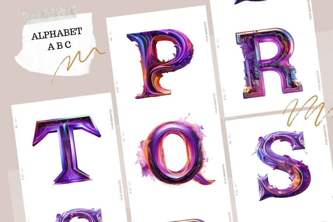 Light Purple Colorful Alphabet Clipart, Bright Pink Blue Purple Alcohol ...