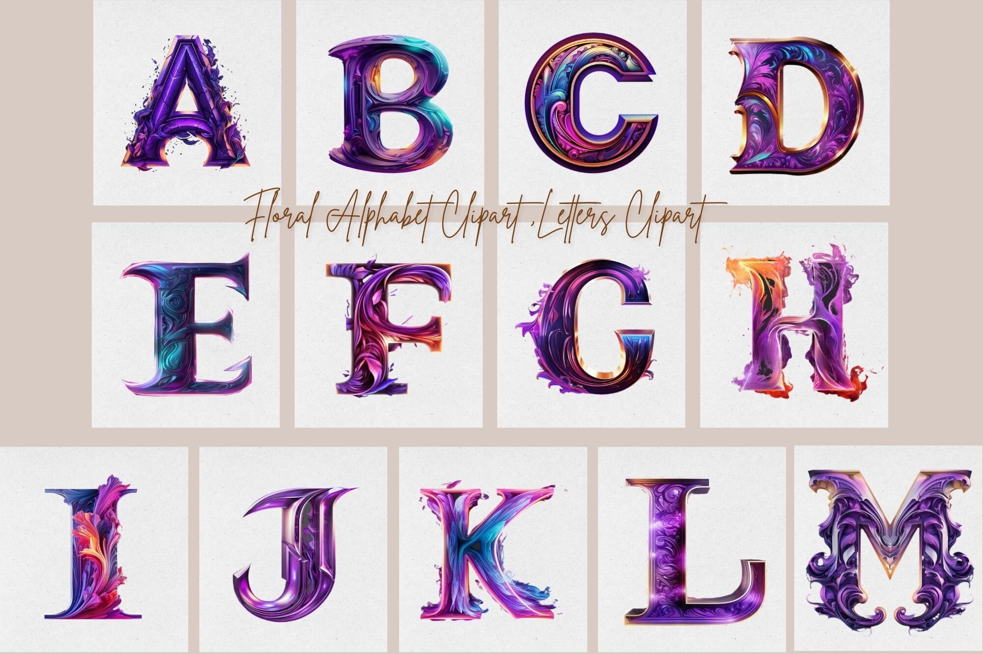 Light Purple Colorful Alphabet Clipart, Bright Pink Blue Purple Alcohol ...