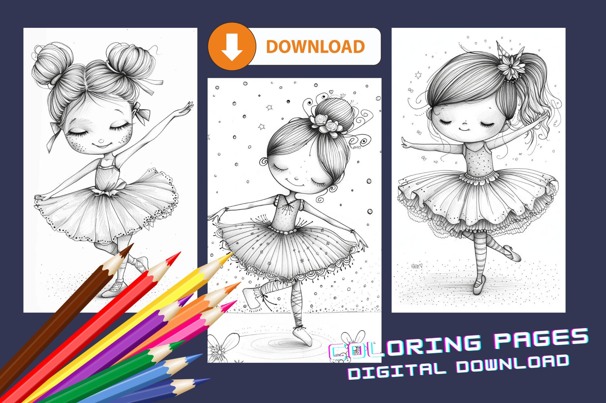 Cute Girls Ballerina Coloring Pages, Kids Girls and Adults, Ballerina ...