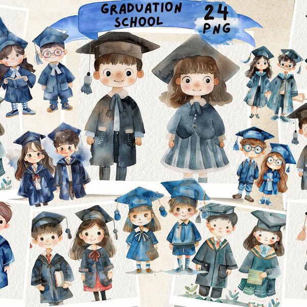 Graduation Clipart Kids - Etsy