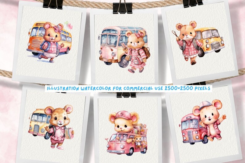 Teddy Mouse School Bus Clipart, Back to School Clipart, Teaching ...