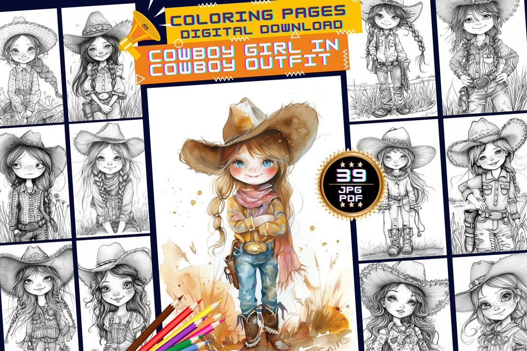 Cowgirl Coloring Pages: Western Theme (digital Download) - Etsy