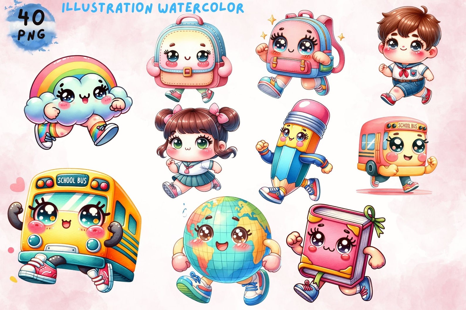 Back to School Elements, School Clipart, Backpack Clipart, Calculator ...