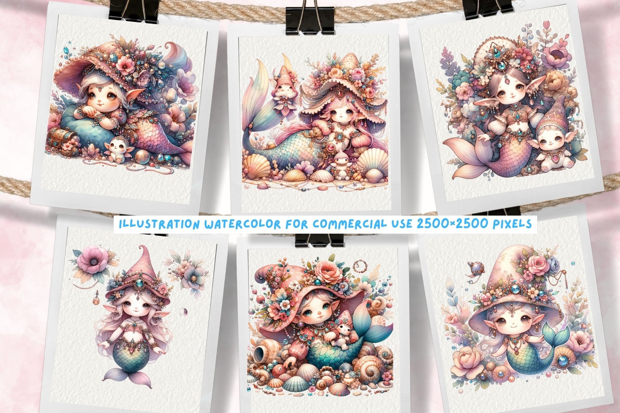 Princess Mermaid Gnome Clipart, Mermaid Gnome Fairy, Gift Printable ...