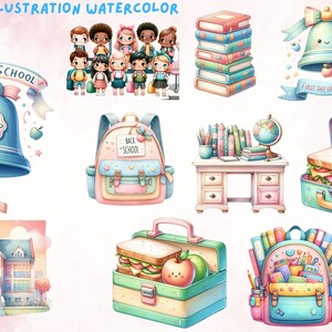 Watercolor Back to School Clipart: Teacher & Classroom PNG - Etsy