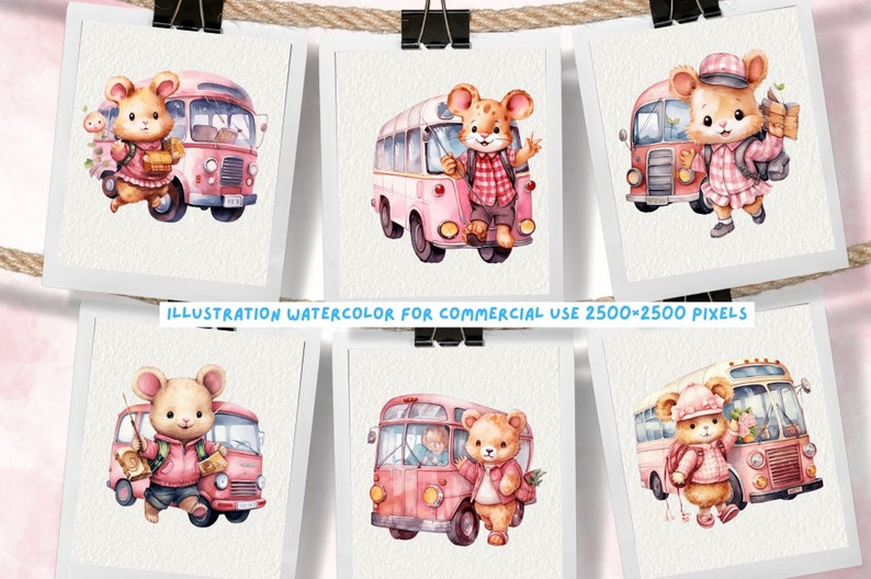 Teddy Mouse School Bus Clipart, Back to School Clipart, Teaching ...