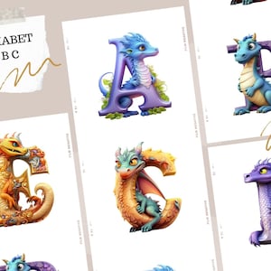 Cartoon Baby Dragon Letters Clipart, Fantasy Dragon, Alphabet Graphics ...