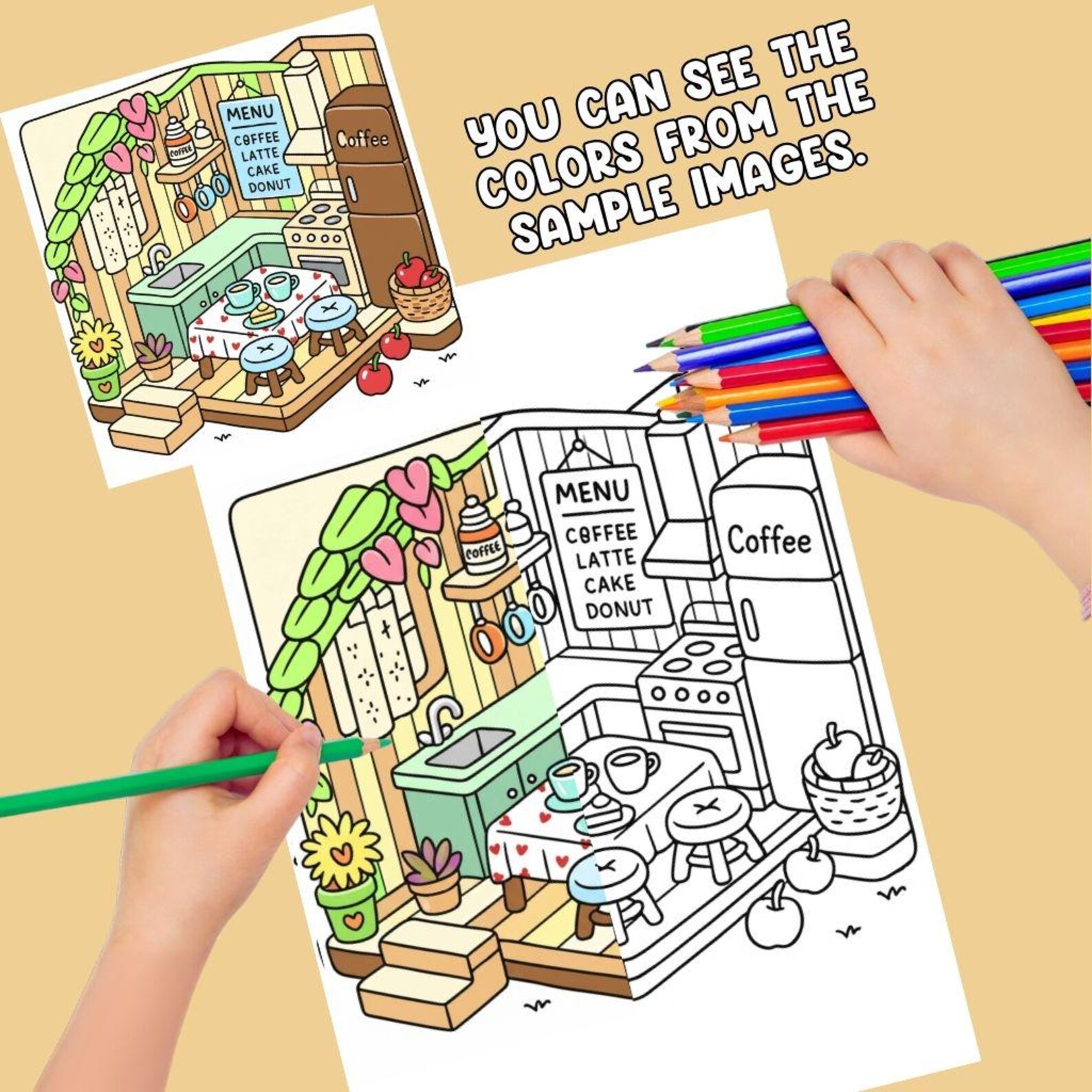 Cafe Coloring Pages, Cozy Cafe Coloring, Relaxing Coffee Shop Scenes ...