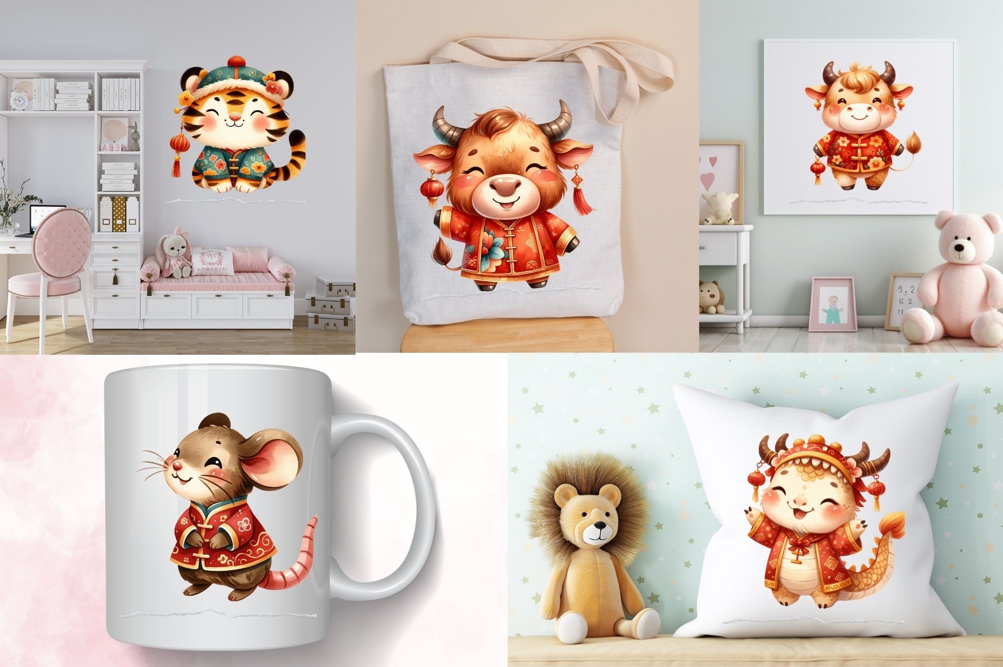 Chinese Zodiac Watercolor Clipart, Animal Signs China, Chinese New Year ...