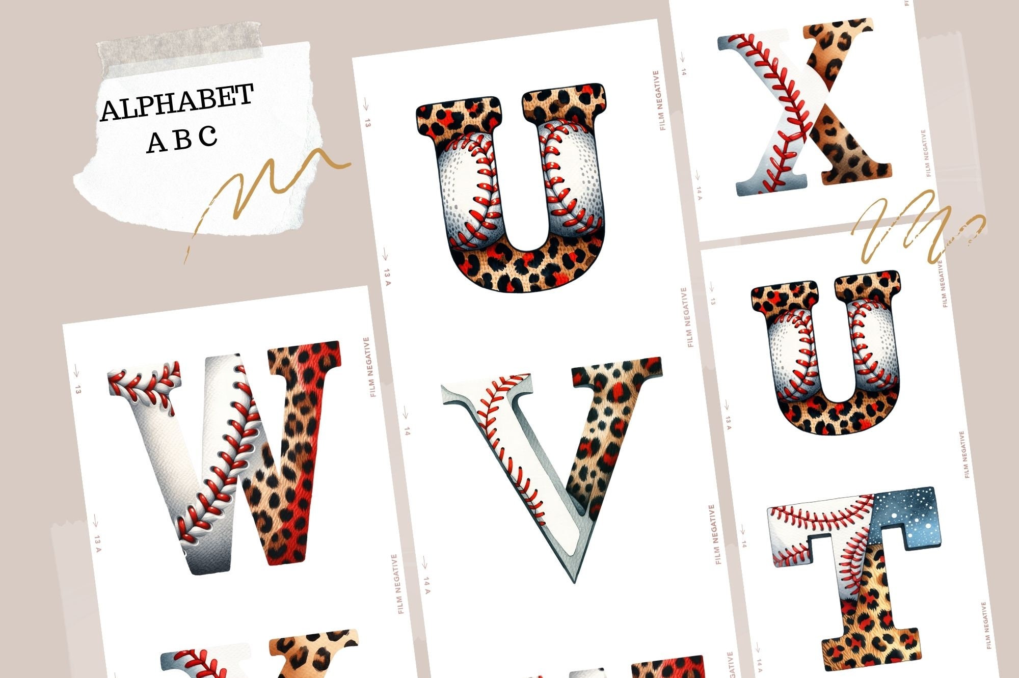 Baseball Leopard Alphabet Letters, Baseball Alphabet, Alphabet ...