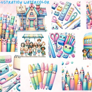 Watercolor Back to School Clipart: Teacher & Classroom PNG - Etsy