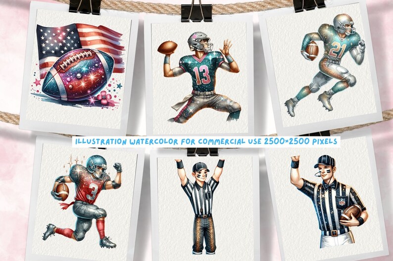American Football Watercolor Clipart, Cute Sports Illustrations ...