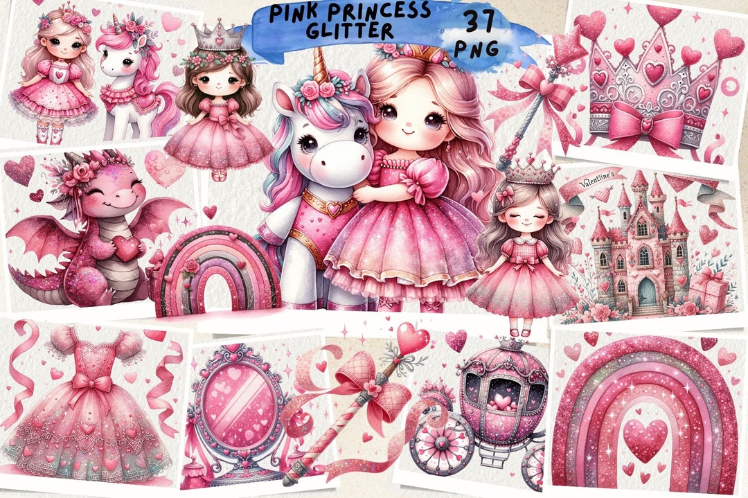 Watercolor Pink Princess Clipart, Little Princess Clipart, Pink ...