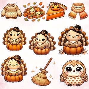 Kawaii Autumn Clipart, Cute Fall Elements Clip Art, Pumpkin Spice ...