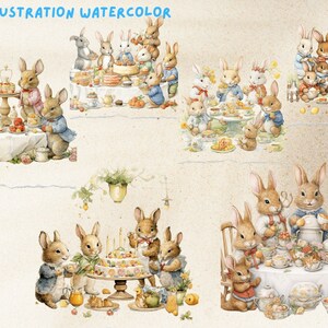 Easter Bunny Watercolor Clipart, Bunny Food, Bunny Party, Baby Easter ...
