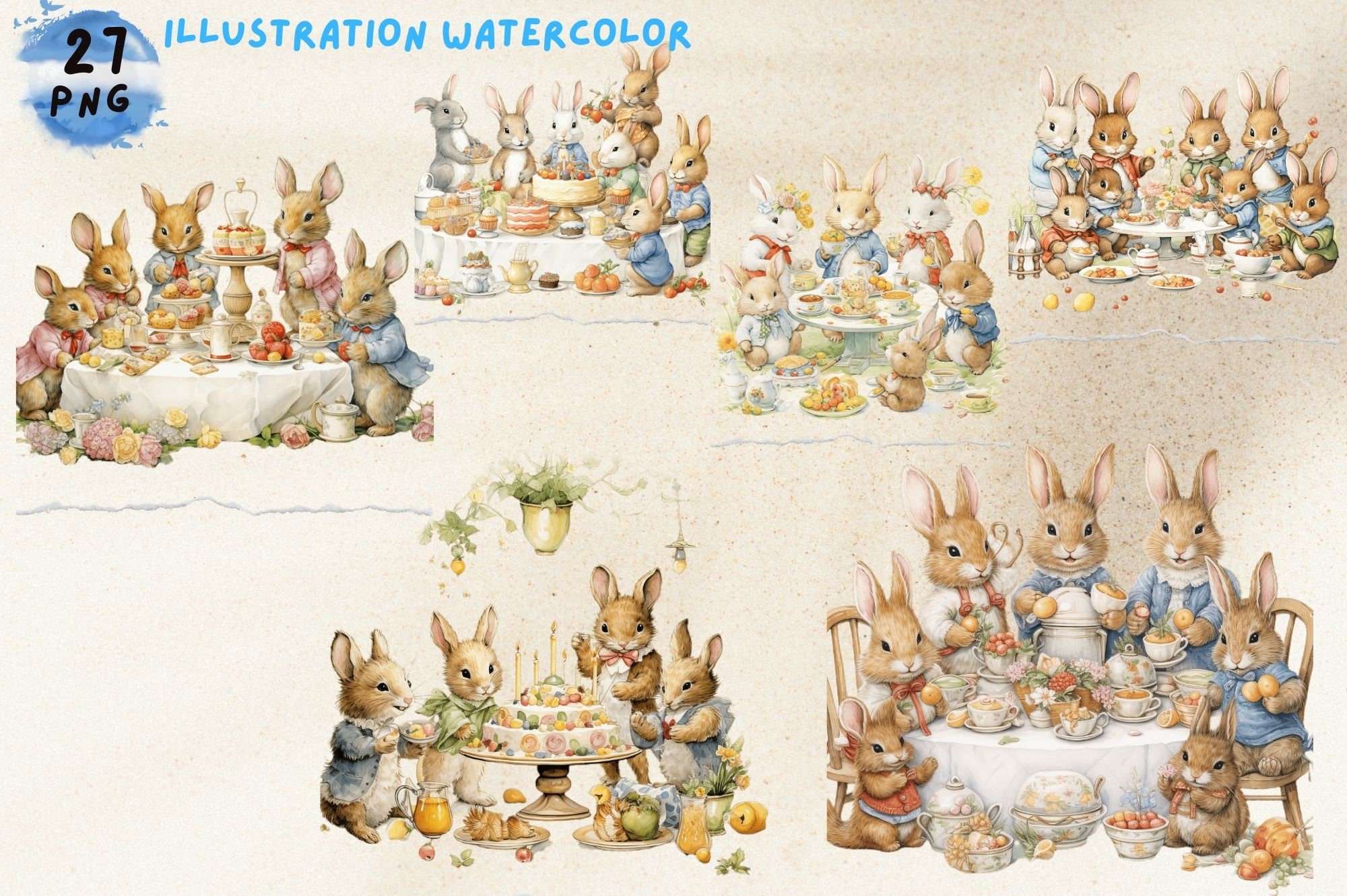 Easter Bunny Watercolor Clipart, Bunny Food, Bunny Party, Baby Easter ...