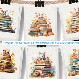 Cute Stack Books Mouse Clipart, Fairytale Books Clipart, Book Clipart ...