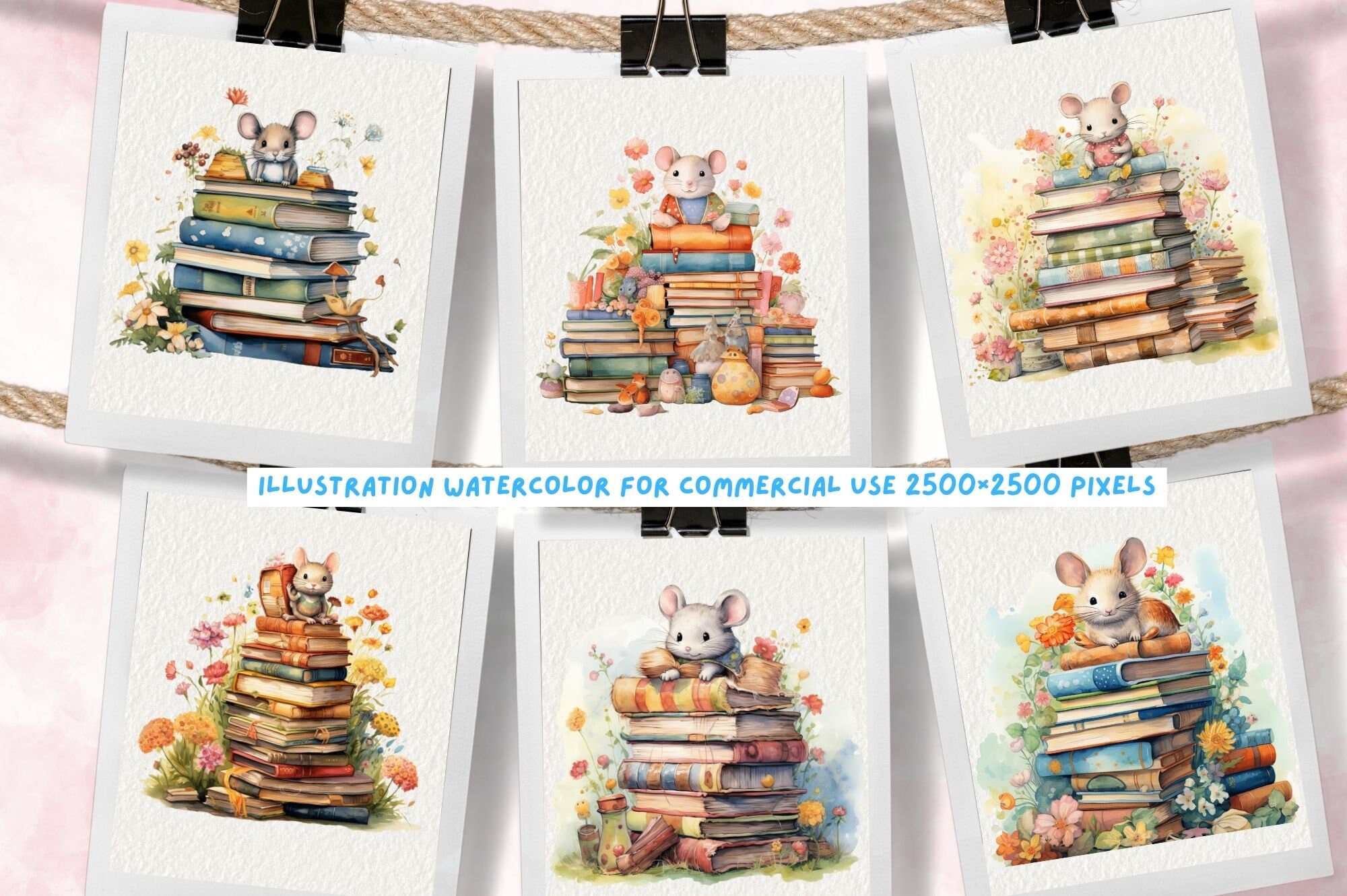 Cute Stack Books Mouse Clipart, Fairytale Books Clipart, Book Clipart ...