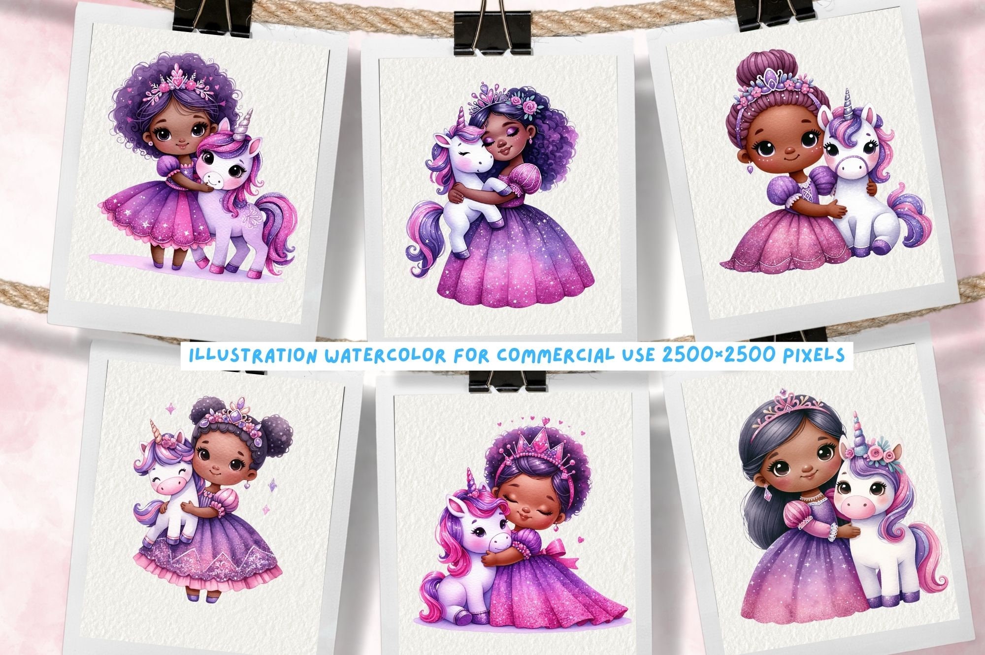 Cute American African Princess Clipart, Purple Princess PNG, Cute Girl ...