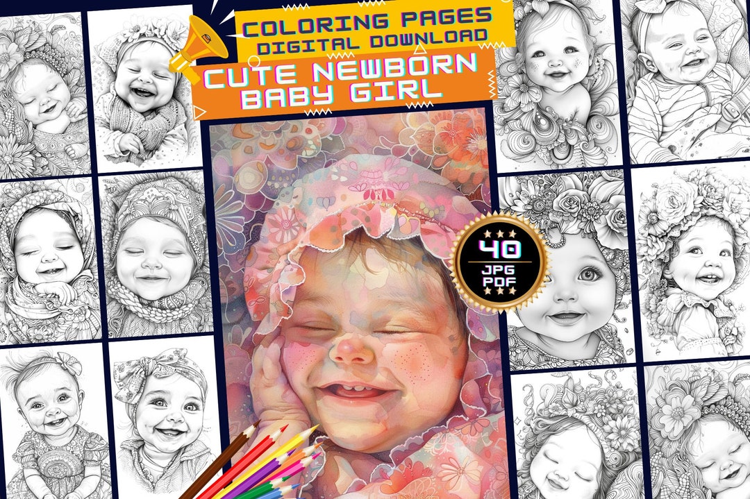 Cute Newborn Baby Girl Coloring Pages, Adorable Baby Infants Coloring ...