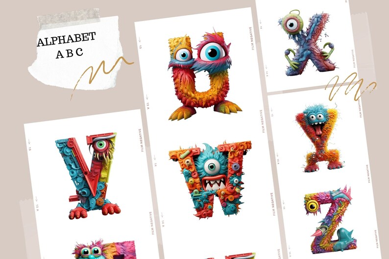 Crazy Mad Monster Alphabet, Monster Alphabet Clipart, Cute Monsters ...
