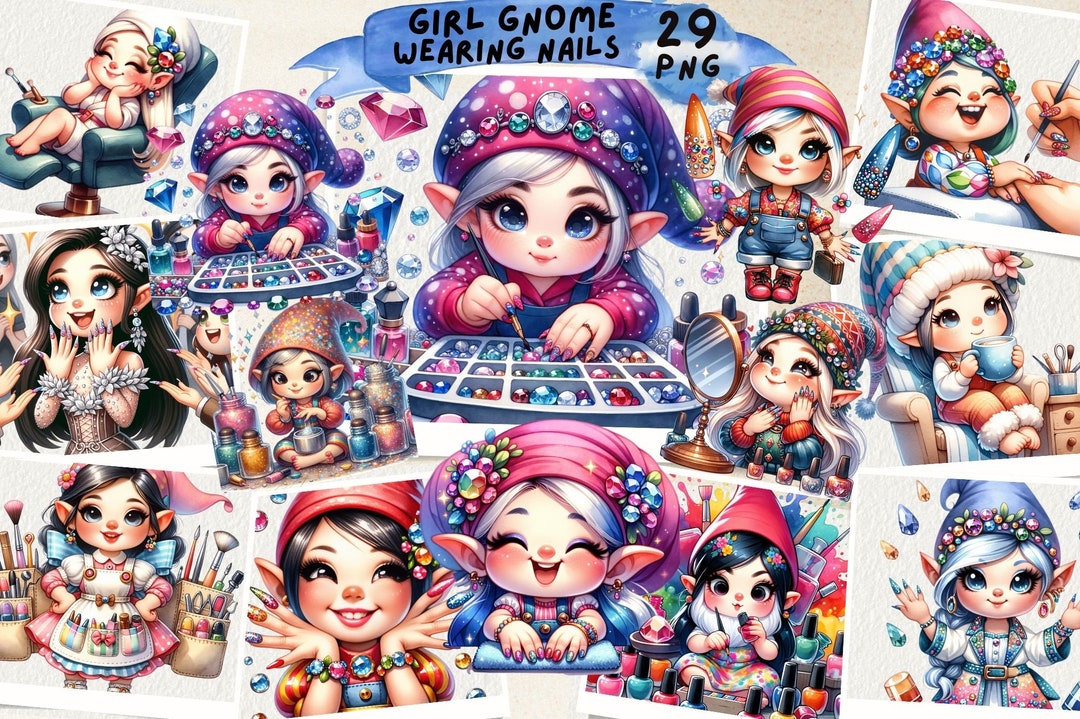 Nail Tech Gnomes Sublimation Clipart: Esthetician PNG (2500x2500 Px) - Etsy
