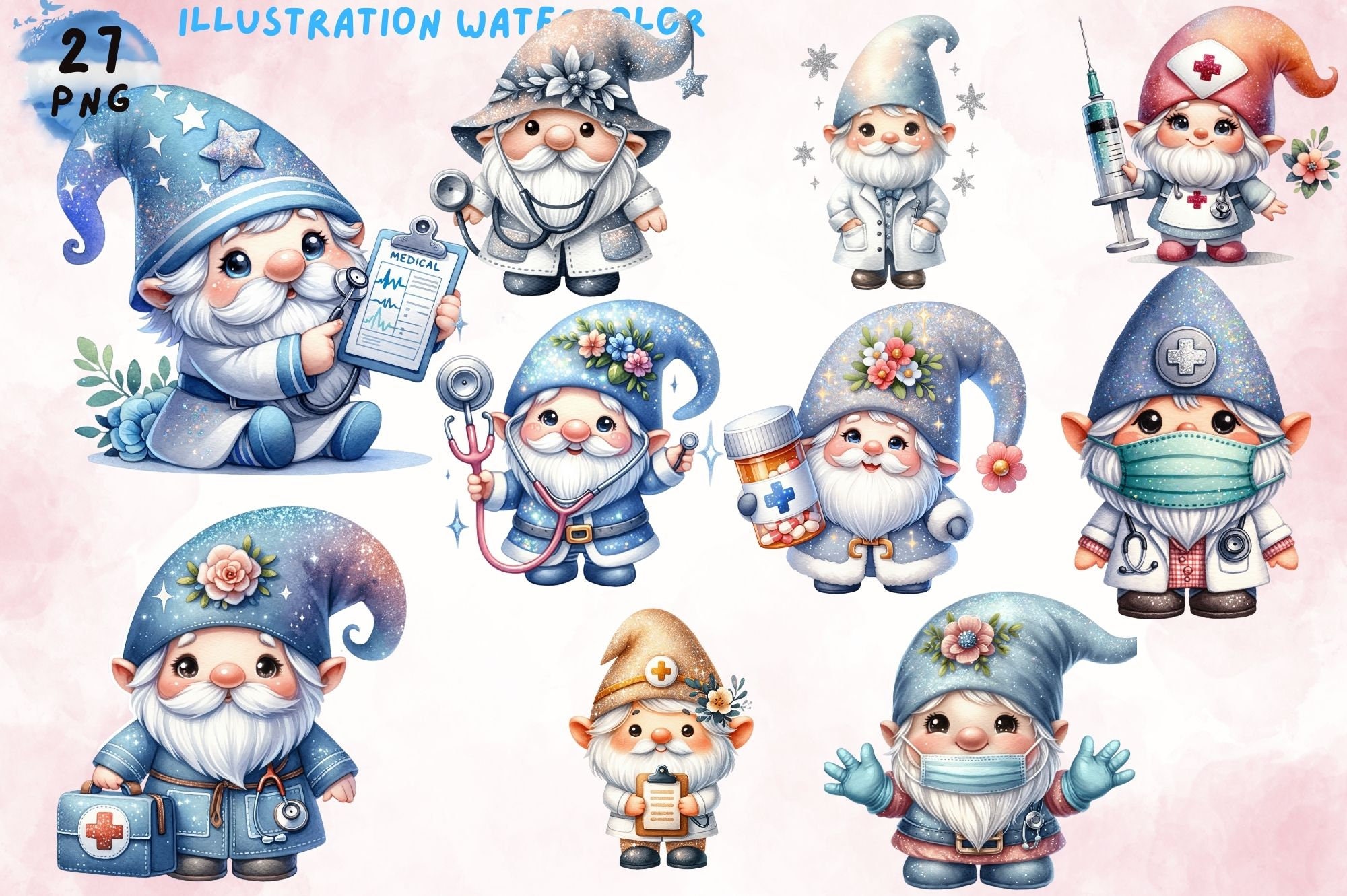 Nurse Doctor Gnomes Clipart, Valentine Day, Medical Gnomes, Doctor ...