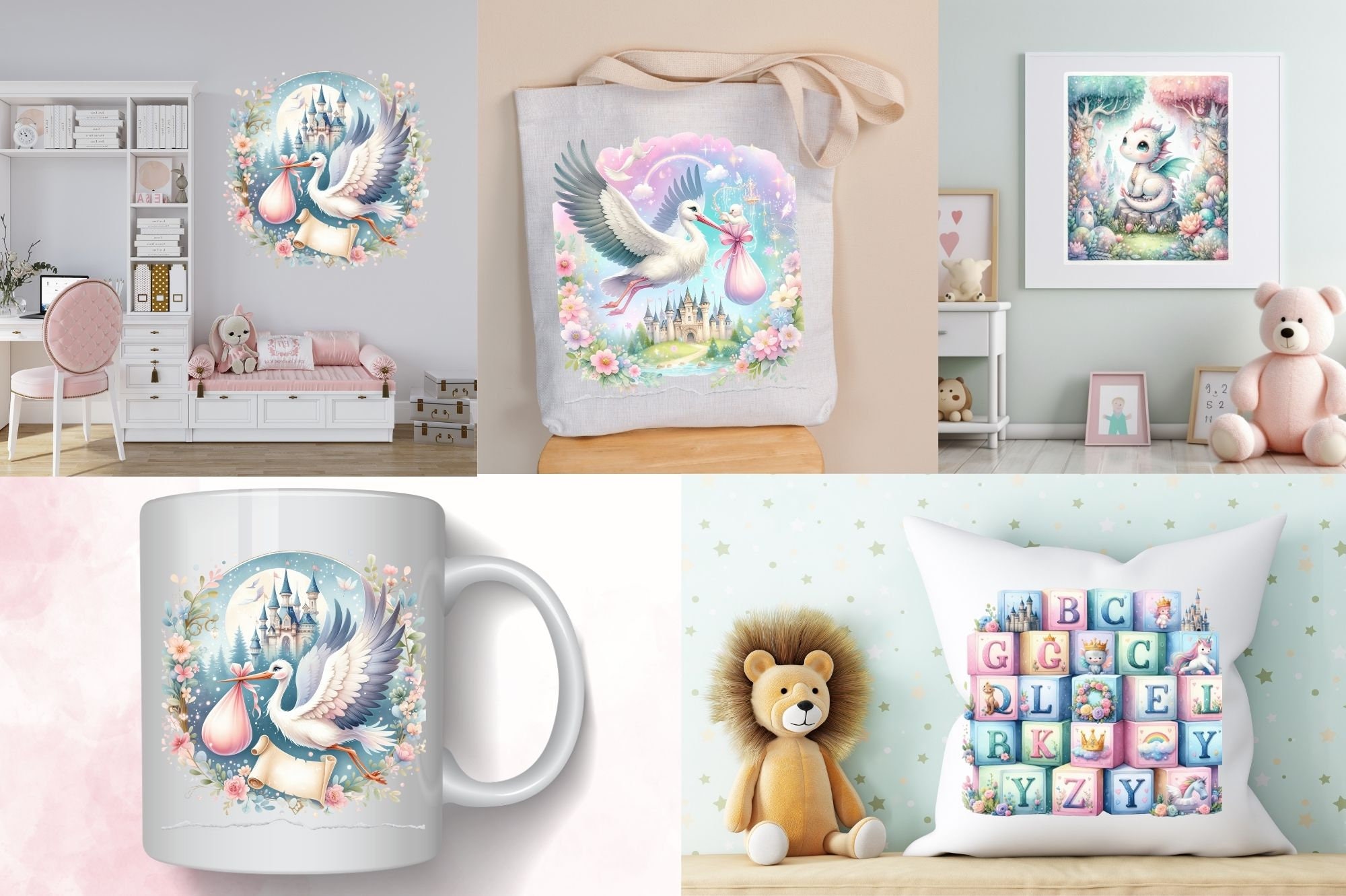 Fairytale Baby Shower or Nursery Clipart, Baby Shower Watercolor ...