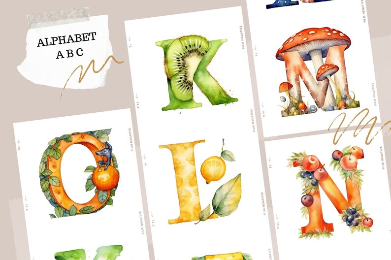Fruits and Vegetables Alphabet Clipart, Vegetables Letters Clipart ...