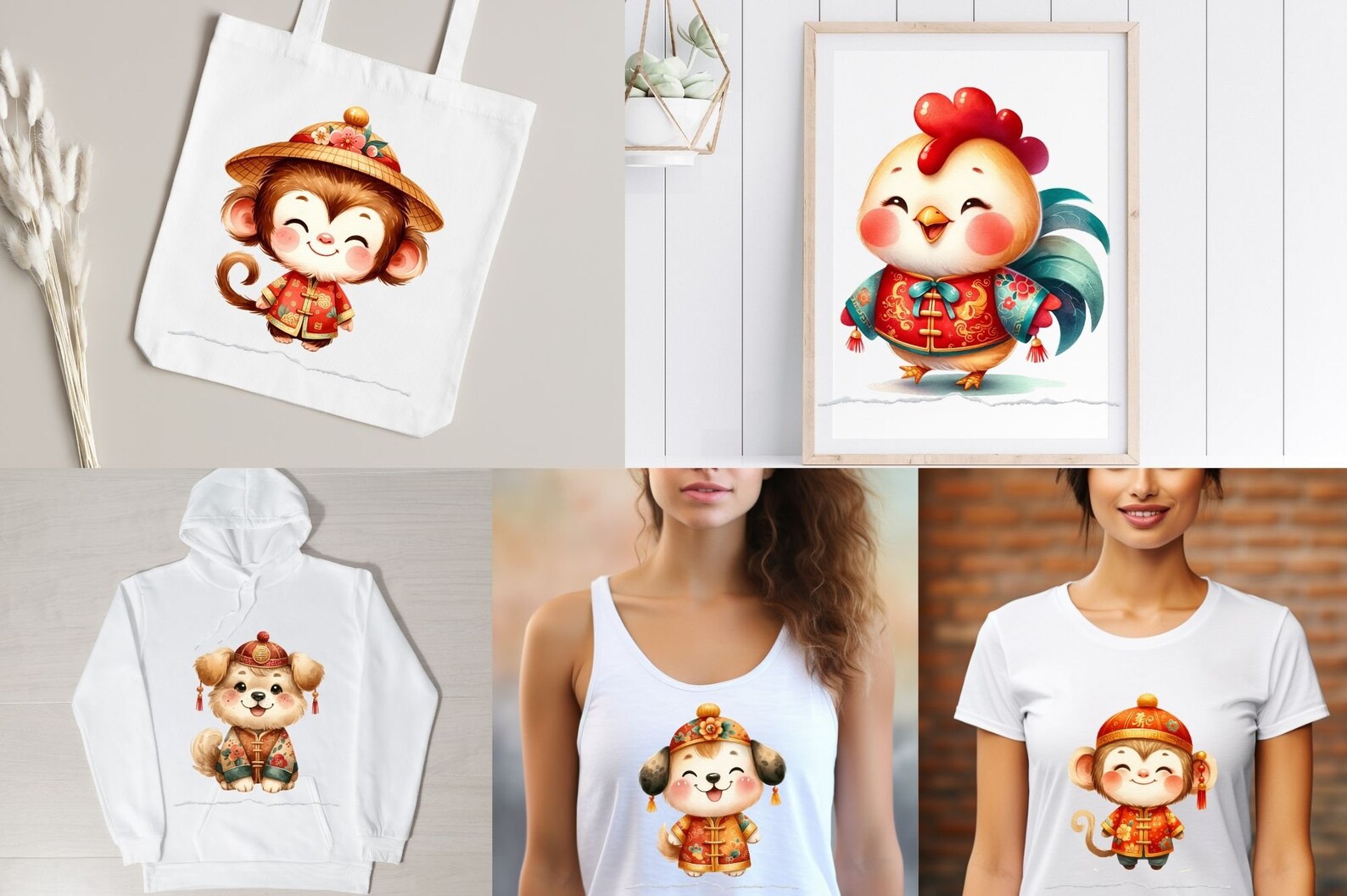 Chinese Zodiac Watercolor Clipart, Animal Signs China, Chinese New Year ...