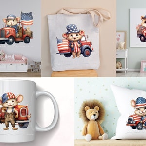 Cartoon Trucker USA Flag Watercolor Clipart Png, Trucks Boys Clipart ...