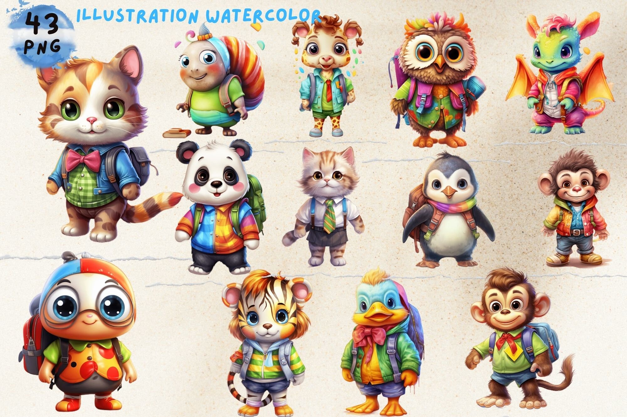 Back to School Animal Clipart, Adorable School Animals, Back to School ...