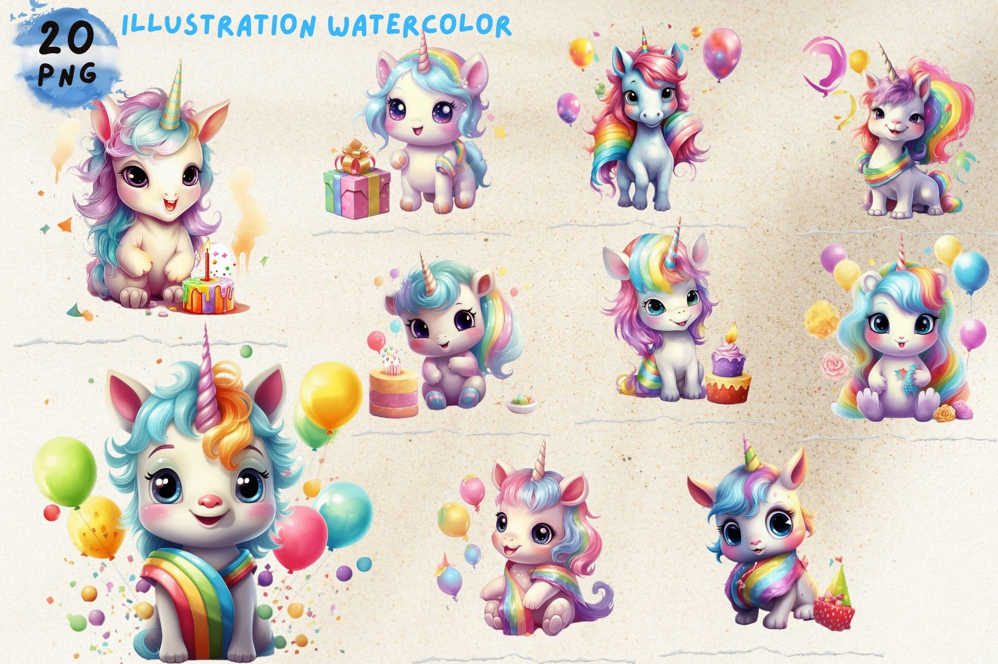 Unicorn Watercolor Clipart, Cute Unicorn, Unicorn Birthday Clipart ...