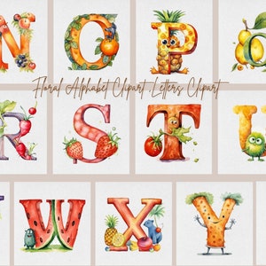 Fruits and Vegetables Alphabet Clipart, Vegetables Letters Clipart ...