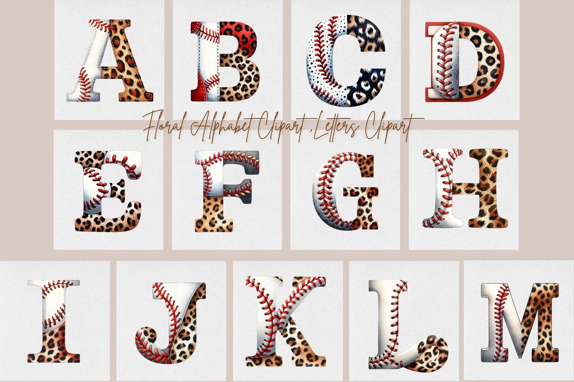 Baseball Leopard Alphabet Letters, Baseball Alphabet, Alphabet ...