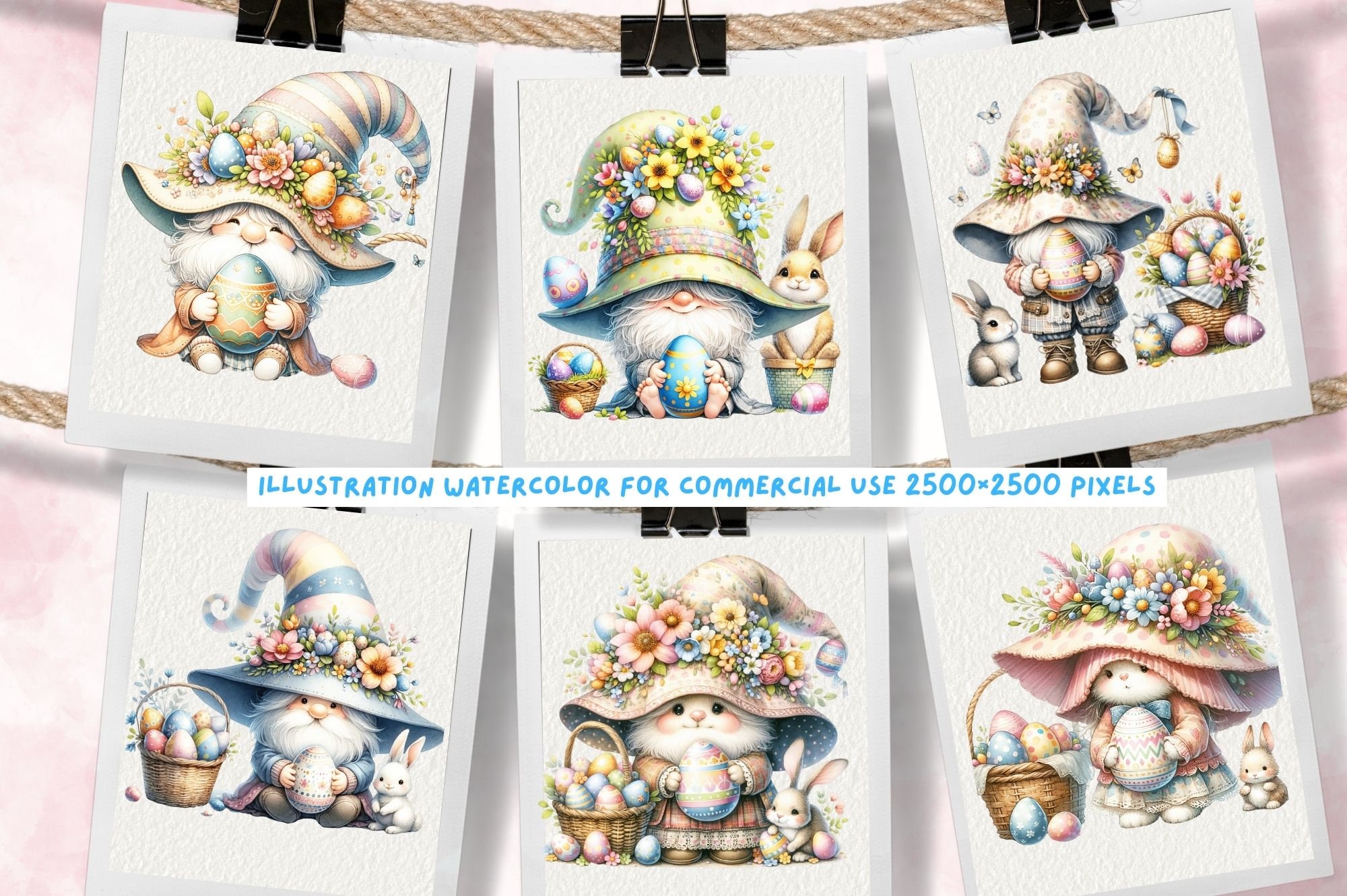 Watercolor Easter Gnome Clipart Bundle, Easter Eggs, Garden Clipart ...