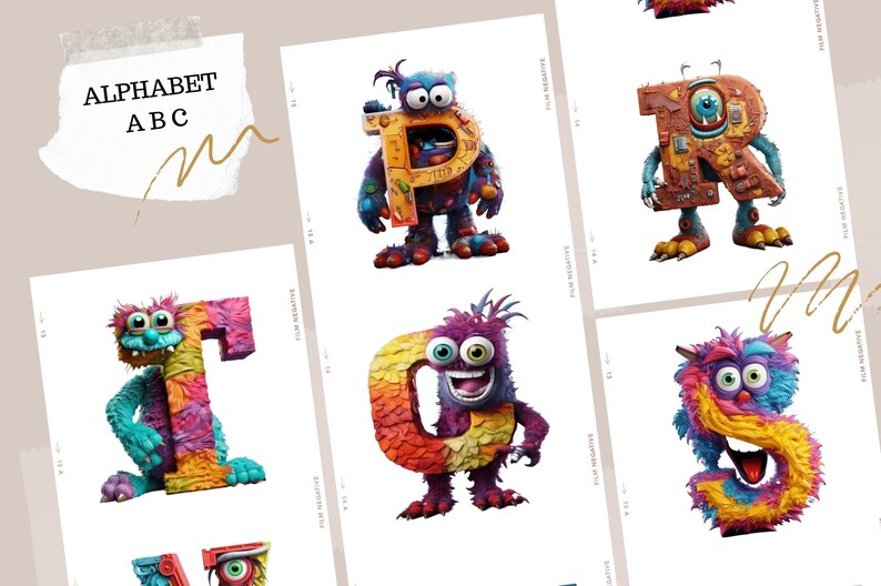 Crazy Mad Monster Alphabet, Monster Alphabet Clipart, Cute Monsters ...